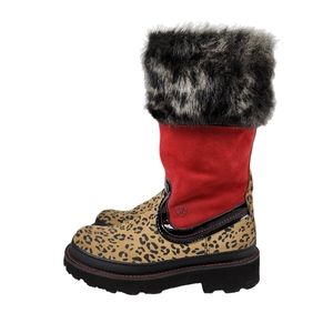 Ariat | Shoes | Ariat Fatbaby Leopard Red Suede Leather Faux Fur Winter ...